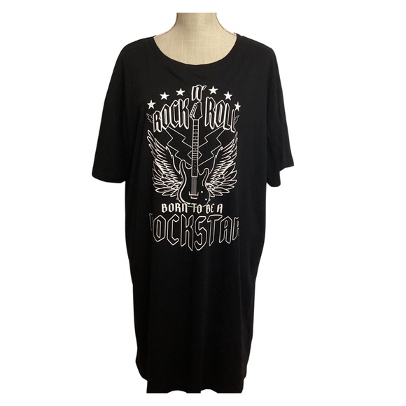 Rue21 | Dresses | Rue2 Size Xl Tee Shirt Dress Rock N Roll Guitar ...